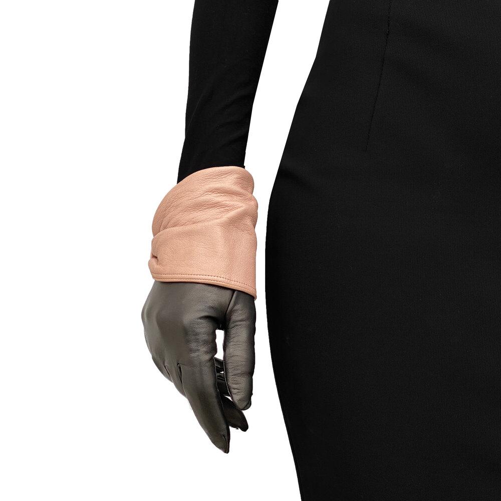 Mit Seide gefütterte kontrastierende Lederhandschuhe für Damen-Julie ...